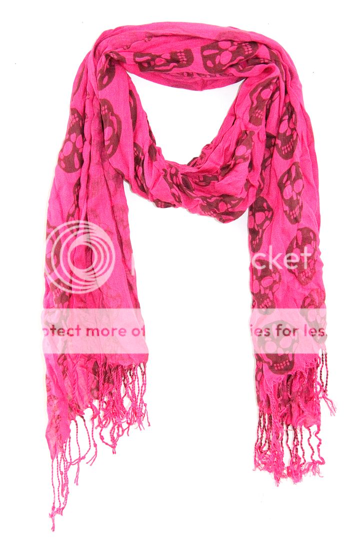 PINK LADIES DARK GOTHIC EMO THEME PUNK SKULLS DESIGN SCARF(MS6)